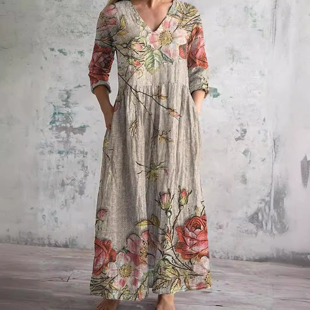 Evie | V-Neck and Floral Pattern Summer Dress – BONDI BEACH BOUTIQUE